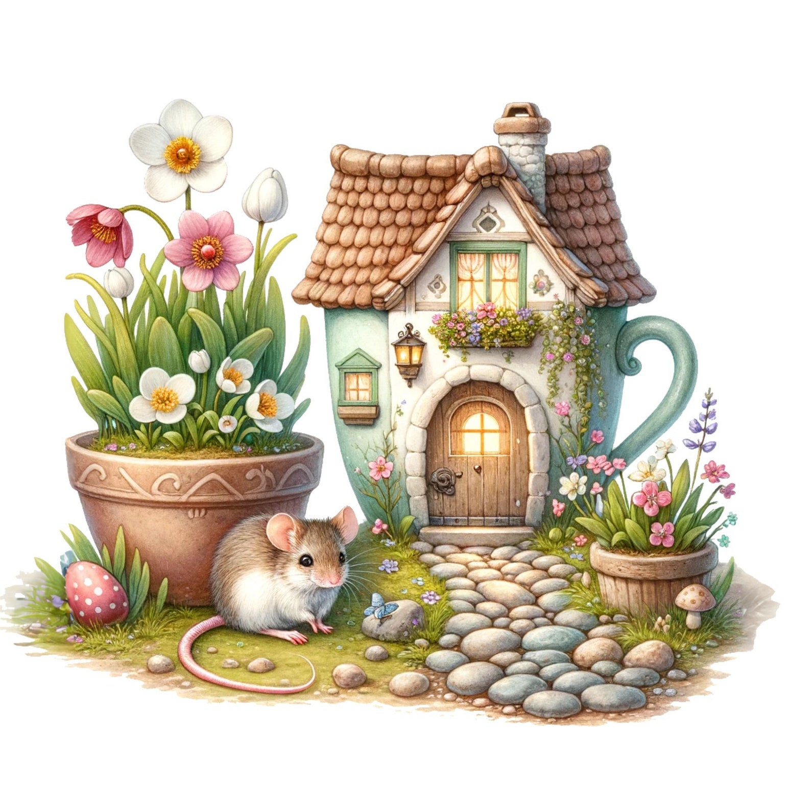 18 PNG, Watercolor Mouse House Clipart Bundle, Cute House Clipart ...