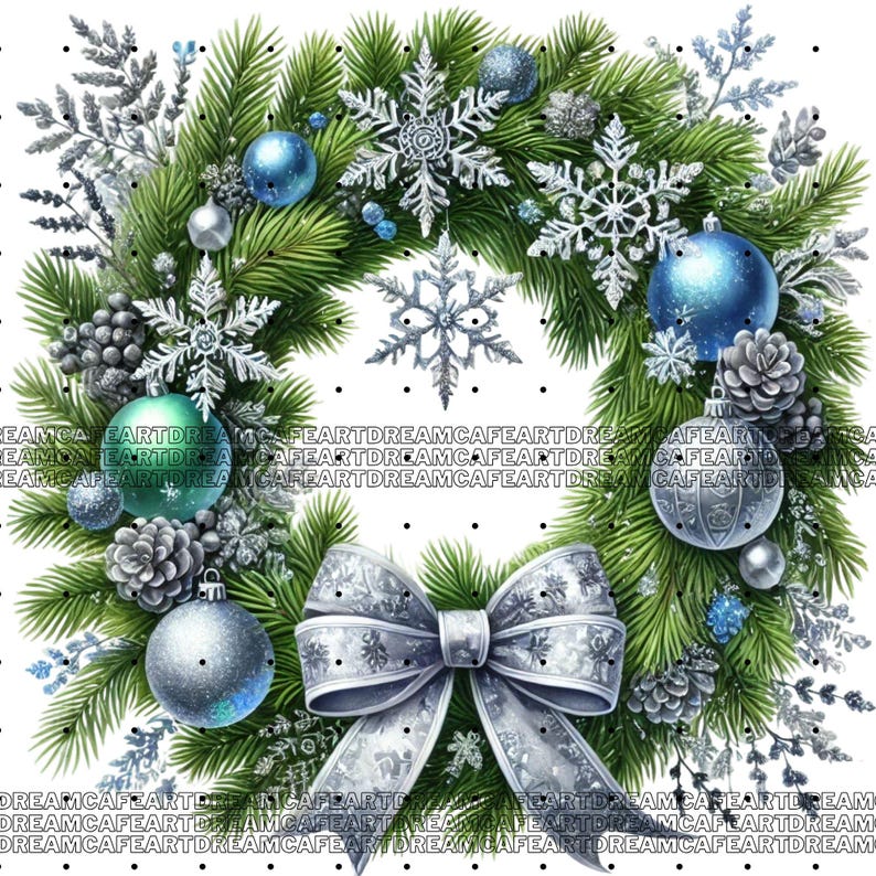 24 PNG Christmas Wreaths Clipart Bundle, Set 3, Festive Wreath ...