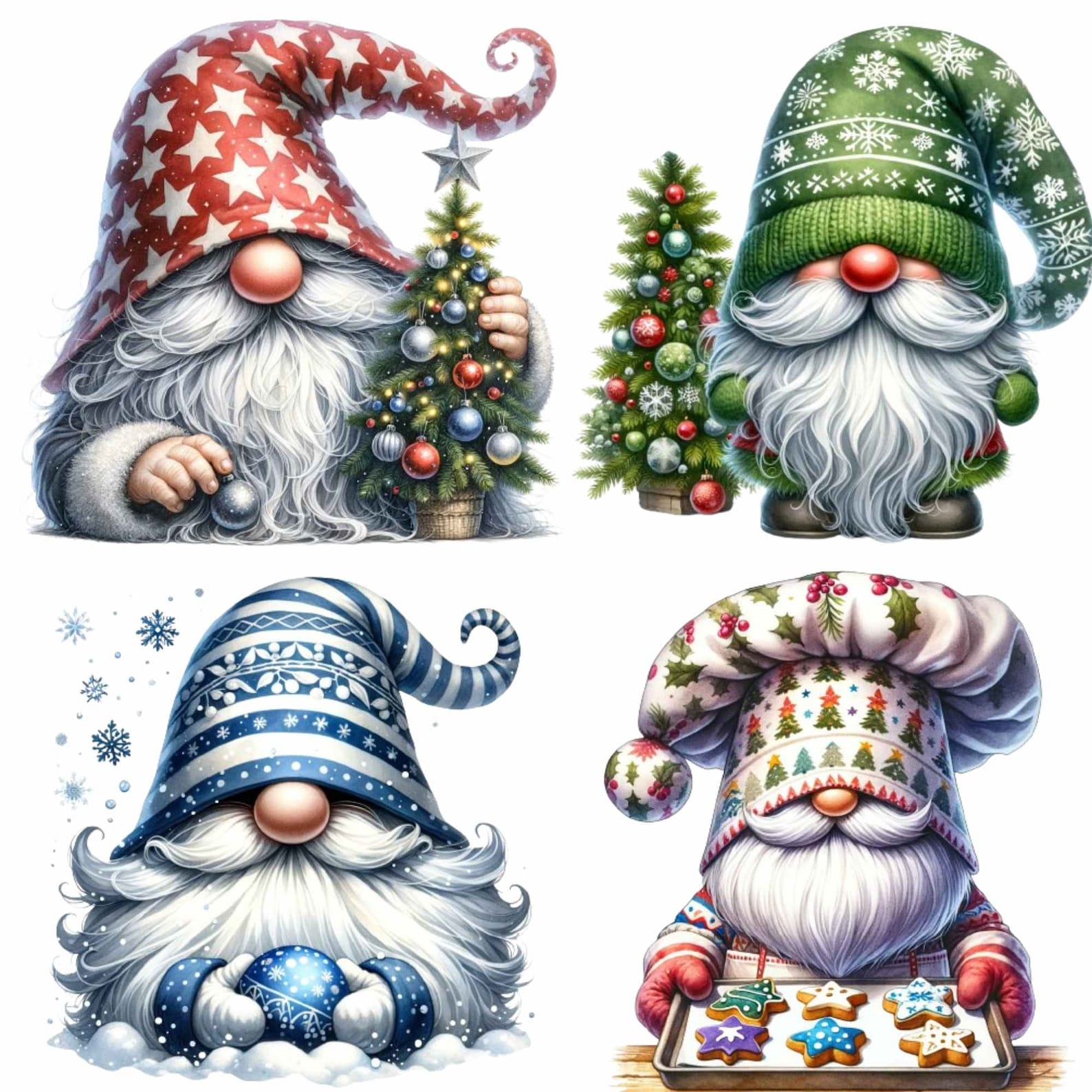 10 PNG, Christmas Gnome Clipart, Winter Clipart, Digital Download, Card ...