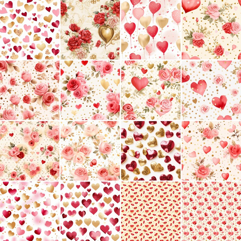 Seamless Valentine Digital Paper,valentine Digital Papers,valentines ...
