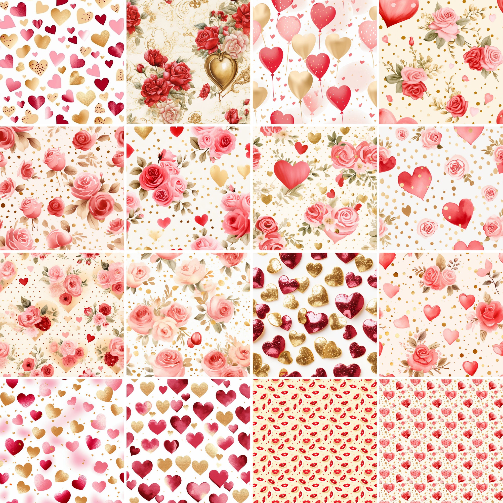 Seamless Valentine Digital Paper,valentine Digital Papers,valentines ...