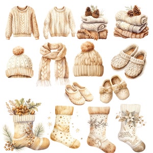 76 Watercolor Cozy Winter Clipart, Png,christmas Boho Clipart ...