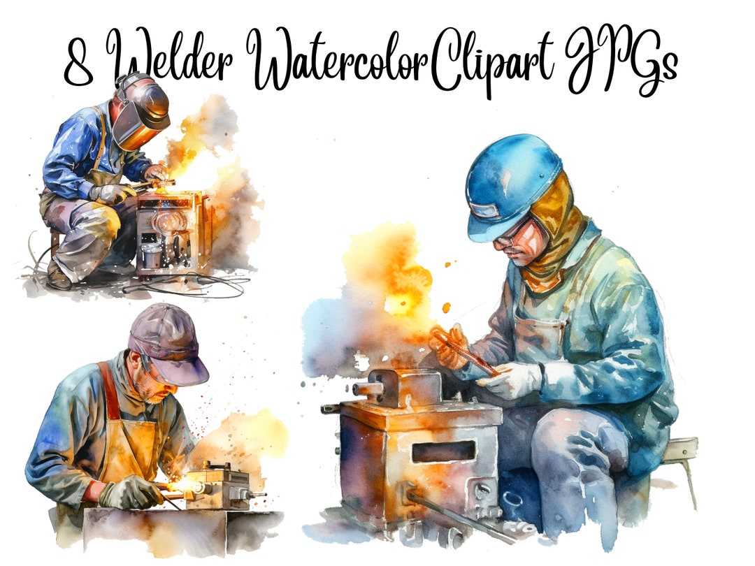 8 Welder Watercolor Welding Clipart, Jpgs, Commercial Use, Welding ...