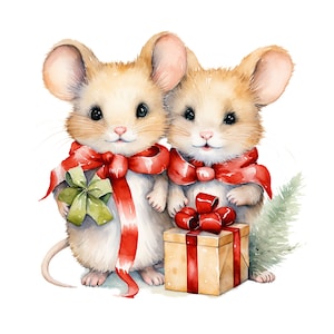 12 Christmas Mouse Clipart High Quality Jpgs digital Download card ...