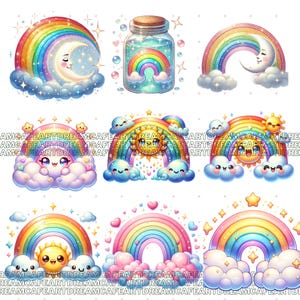 Rainbow Clipart Bundle: Floral Rainbow Graphics (PNG Digital Download ...