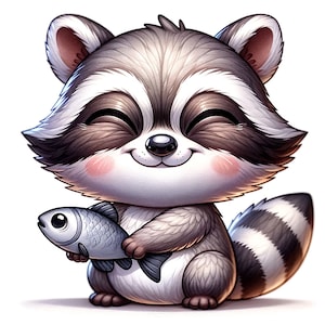22 JPG, Raccoon Clipart Bundle, Raccoon Clipart, Funny Grumpy Animals ...