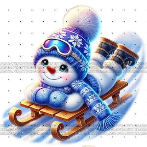29 PNG Christmas Blue Snowman Bundle Clipart, Festive Snowmen Graphics ...