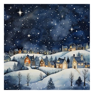 14 Watercolor Christmas Night Clipart Jpgs, Commercial Use,digital ...