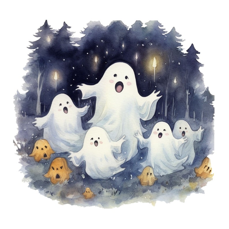 10 Halloween Clipart PNG, Ghost Clipart PNG, Ghost PNG, Commercial Use ...