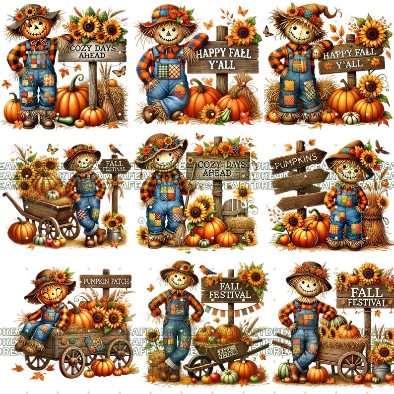 Fall Scarecrows Clipart – 62 PNG | Hello Pumpkin, Pumpkins, Autumn ...