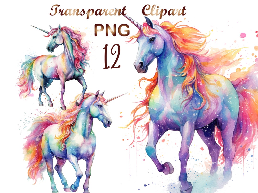 12 PNG, Unicorn Watercolor Clipart Png, Graphics Unicorn Сlip Art, Cute ...