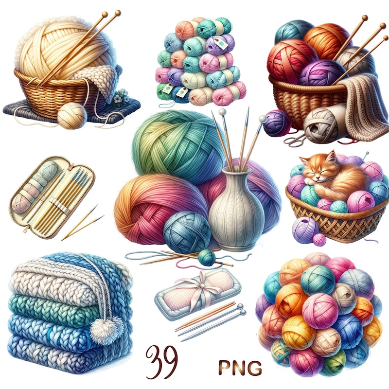 Yarn Clipart Watercolor - Etsy