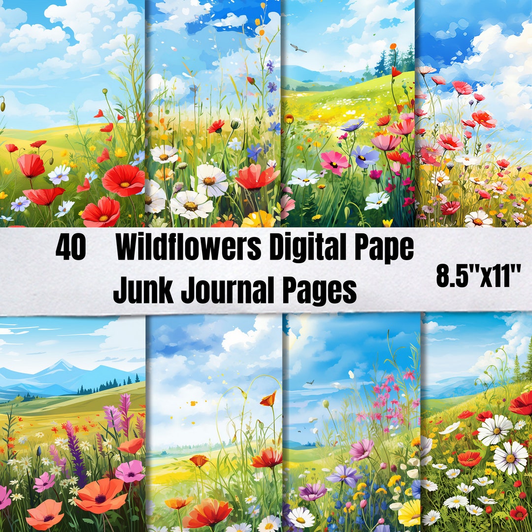 40 Printable Wildflowers Digital Paper ,jpgs, Spring Background ...