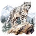 20 Winter Snow Leopard Clipart Jpgs, Printable Watercolor Clipart ...