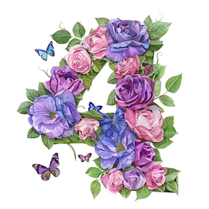 Floral Numbers Clipart Bundle, Roses Numbers Clipart Bundle,roses ...