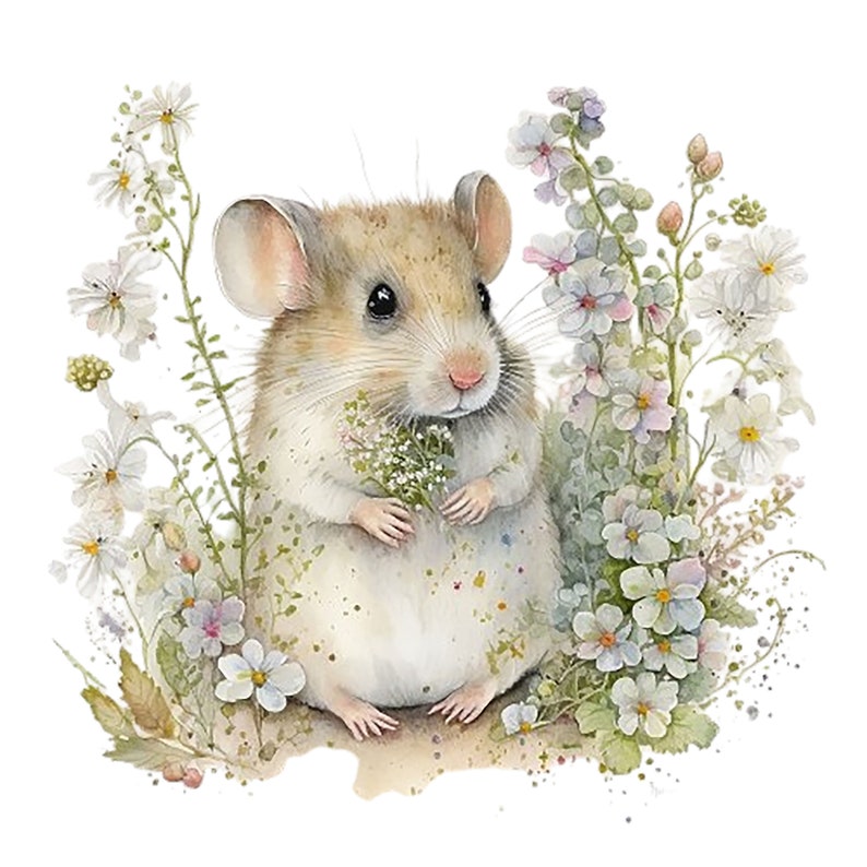 20 Flower Mouse Clipart Png,mouse and Flower Clipart,cute Watercolor ...
