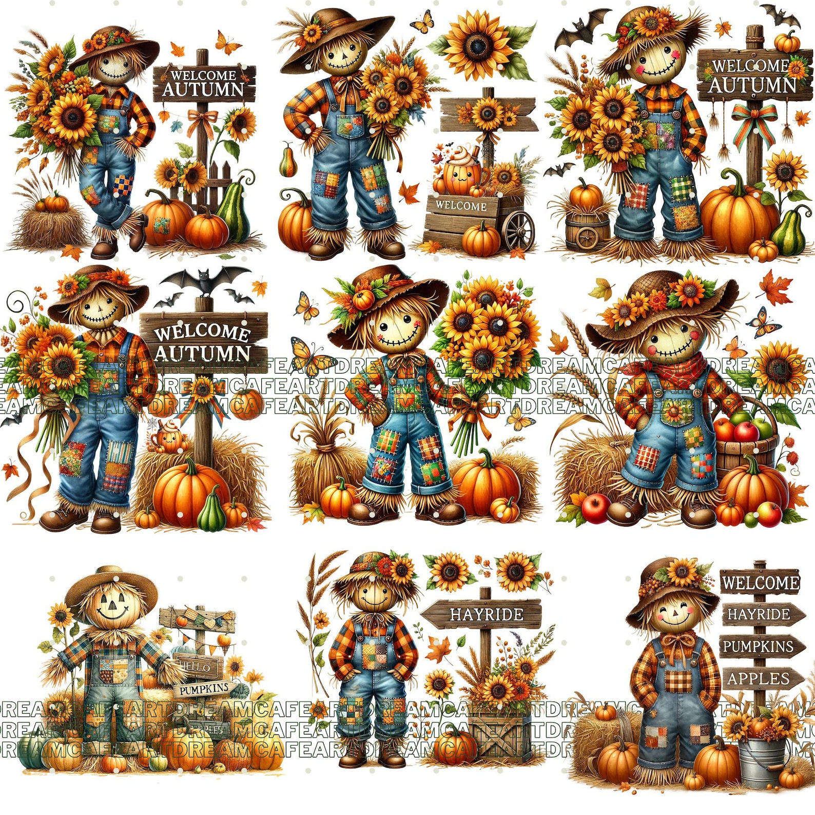 Fall Scarecrows Clipart – 62 PNG | Hello Pumpkin, Pumpkins, Autumn ...