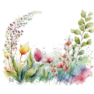 10 Watercolor Spring Border Clipart Jpgs,commercial Use,digital ...