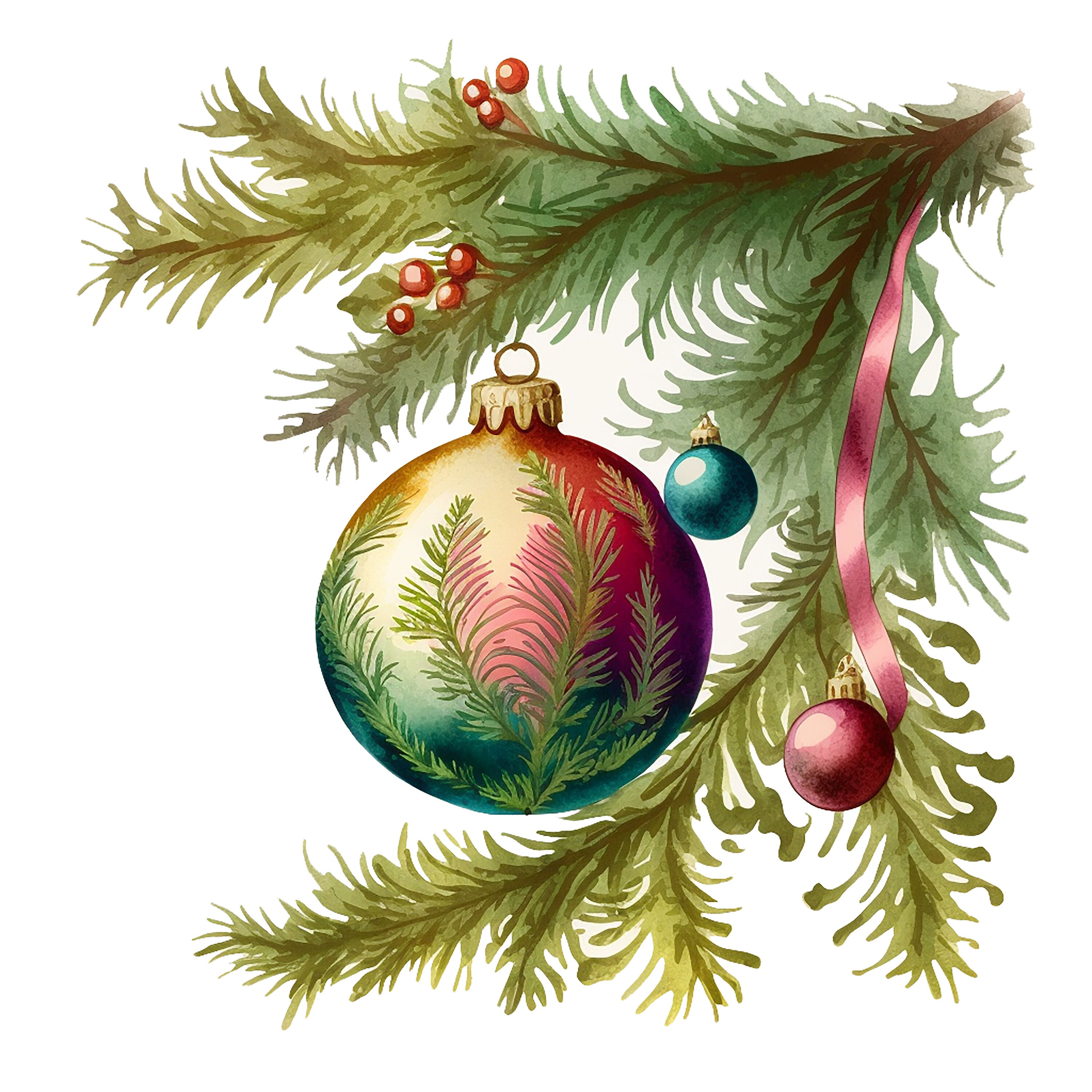 12 Jpgs, Christmas Bauble Clipart, High Quality,digital Download - Card ...