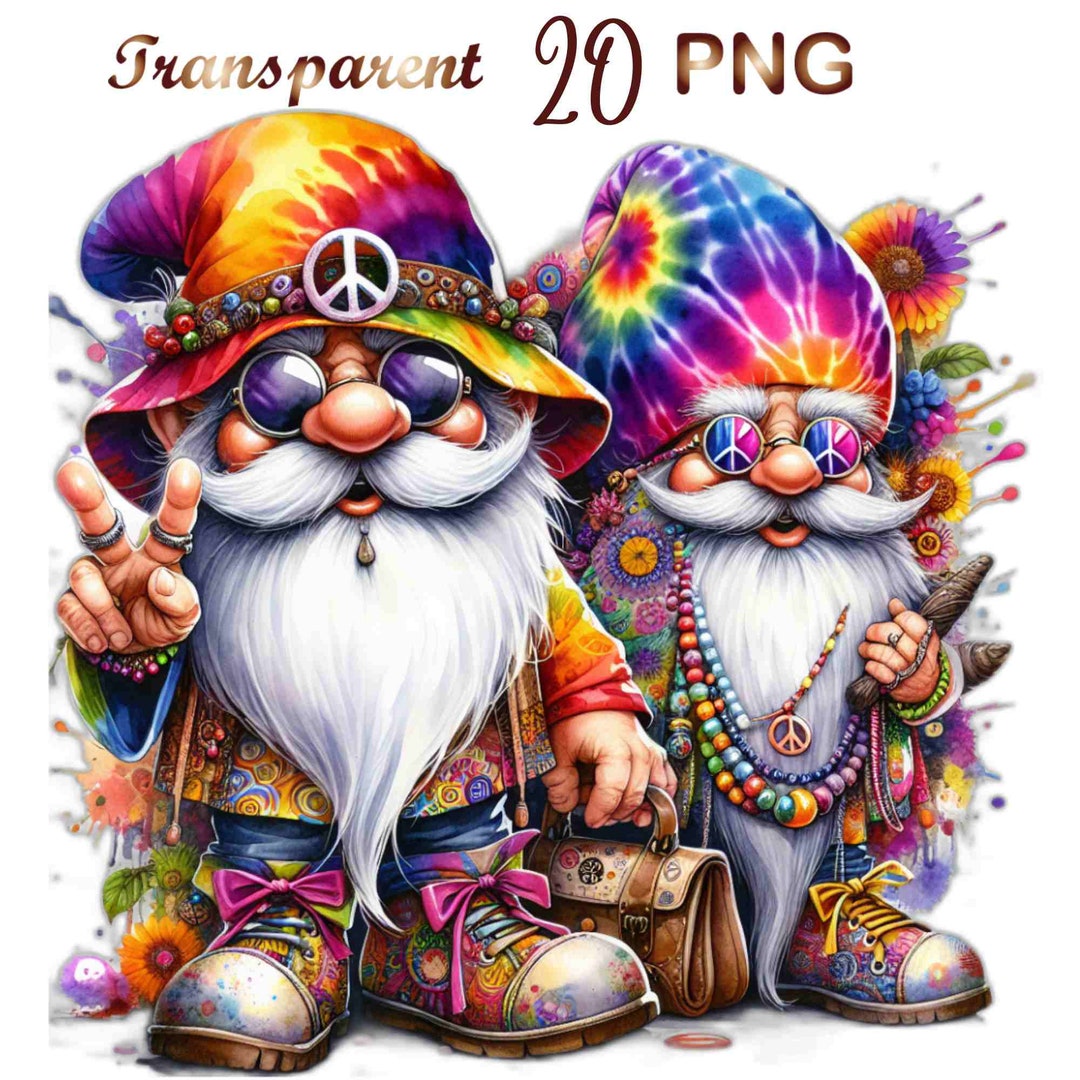 20 Hippie Gnome, Gnome Clipart Bundle, Gnome Clipart, Gnome Png, Gnome ...