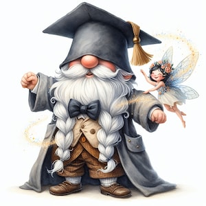 22 JPG, Graduation Gnome Clipart PNG Bundle, Graduation Gnome Clipart ...