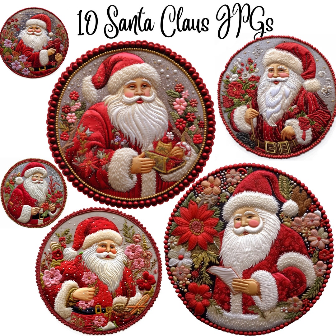 10 Santa Claus Clipart, High Quality Jpgs, Digital Download Card Making ...