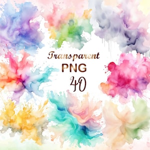 300 Png,dreamy Watercolor Splashes Clipart Bundle,watercolor Color ...
