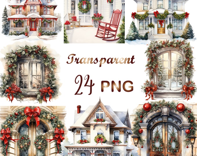 Christmas Window Clip Art Digital Instant Download 1485x1485 JPG ...