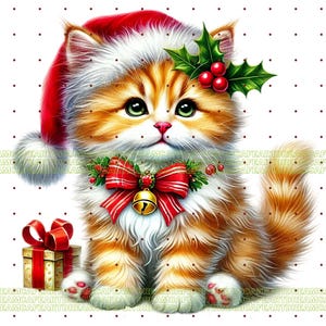 25 PNG Christmas Kitten Clipart Bundle, Set 6, Cute Christmas Cats ...