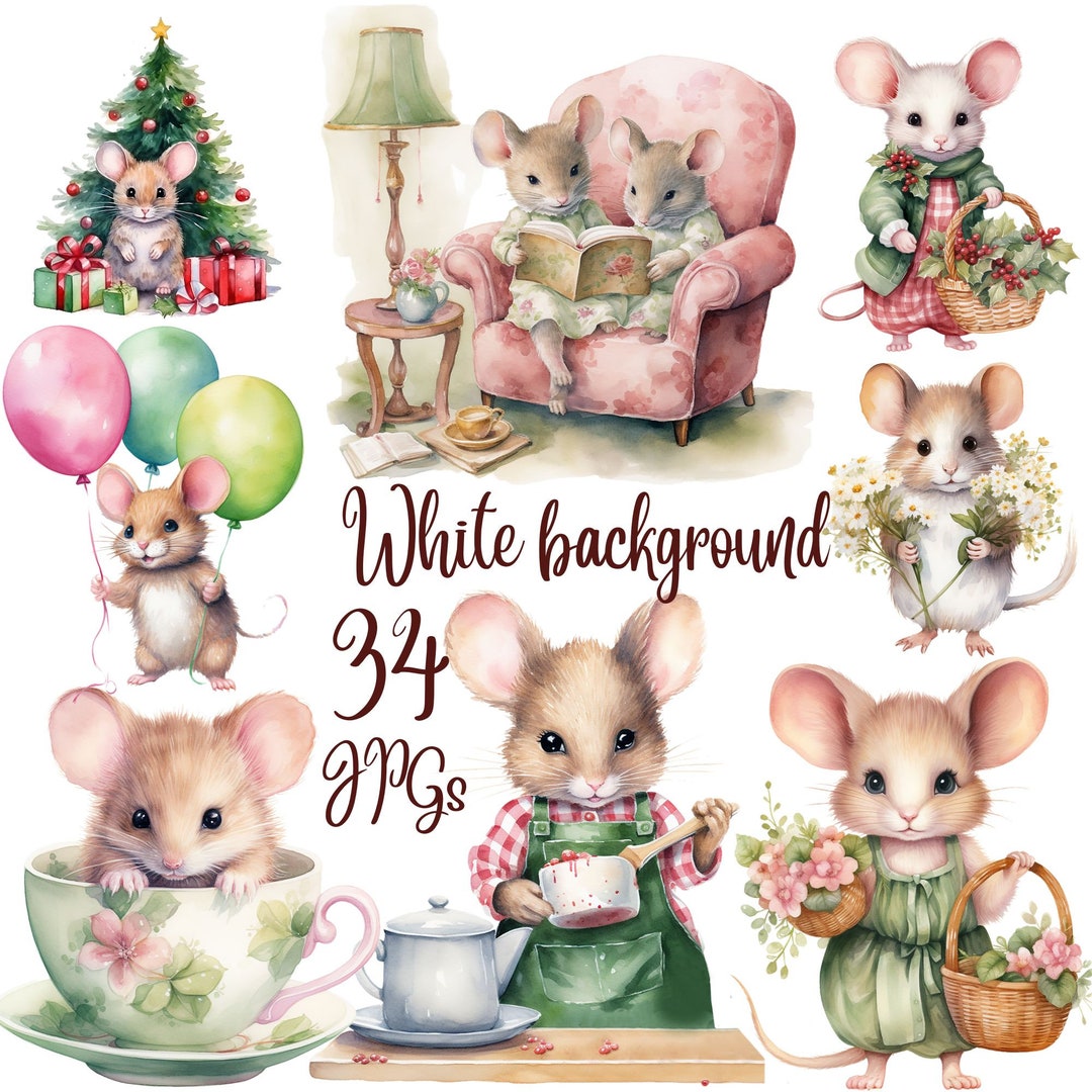 34 Mouse Clipart Bundle High Quality Jpgs Digital Download Card Making ...