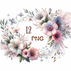 12 Boho Floral Border Png, Floral Border Clipart, Watercolor Floral ...
