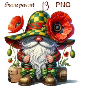 13 Birth Month Flower Clipart, Birth Month Flower Gnome, Poppy Gnome ...