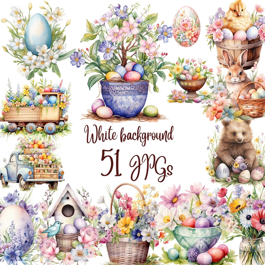 51 Rustic Easter Spring Clipart , Jpgs, Spring Easter Art,commercial ...