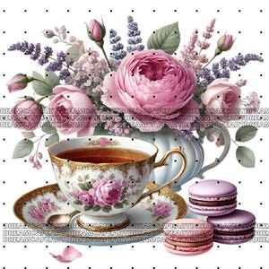 50 PNG Pastel Vintage Floral Tea Time Clipart Bundle, Spring Tea Party ...