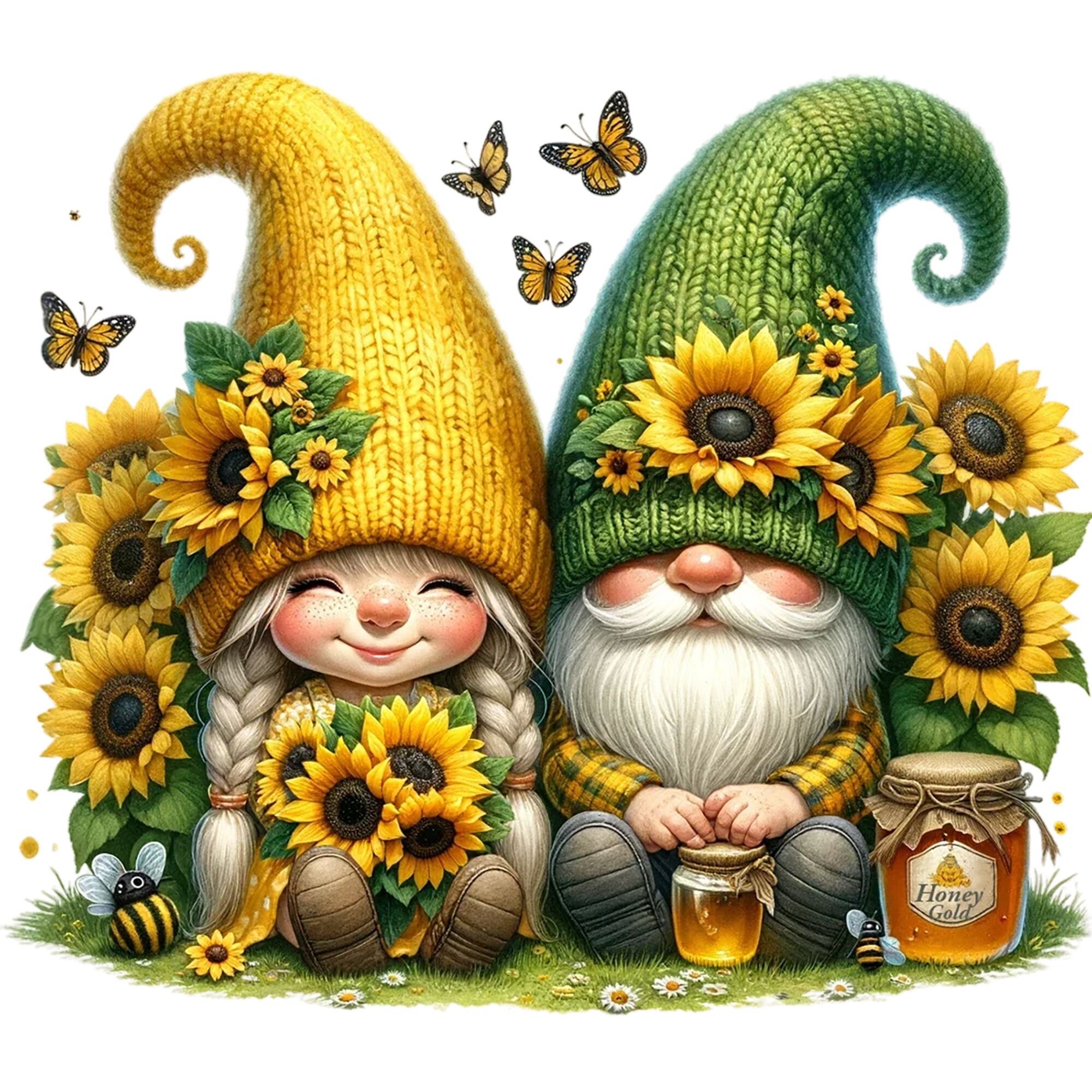26 Png,sunflower Gnome Clipart Bundle,garden Gnome Watercolor Clipart ...