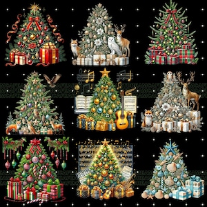 27 PNG Christmas Trees Clipart Bundle, Set 2,festive Tree Illustrations ...
