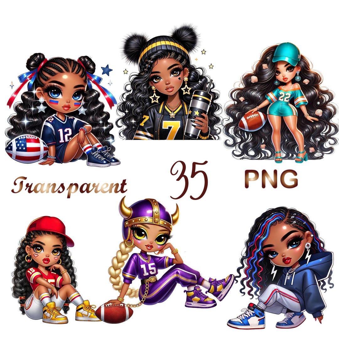 35 PNG Football Girls Clipart Set 2 | Game Day Pngs for Sublimation ...