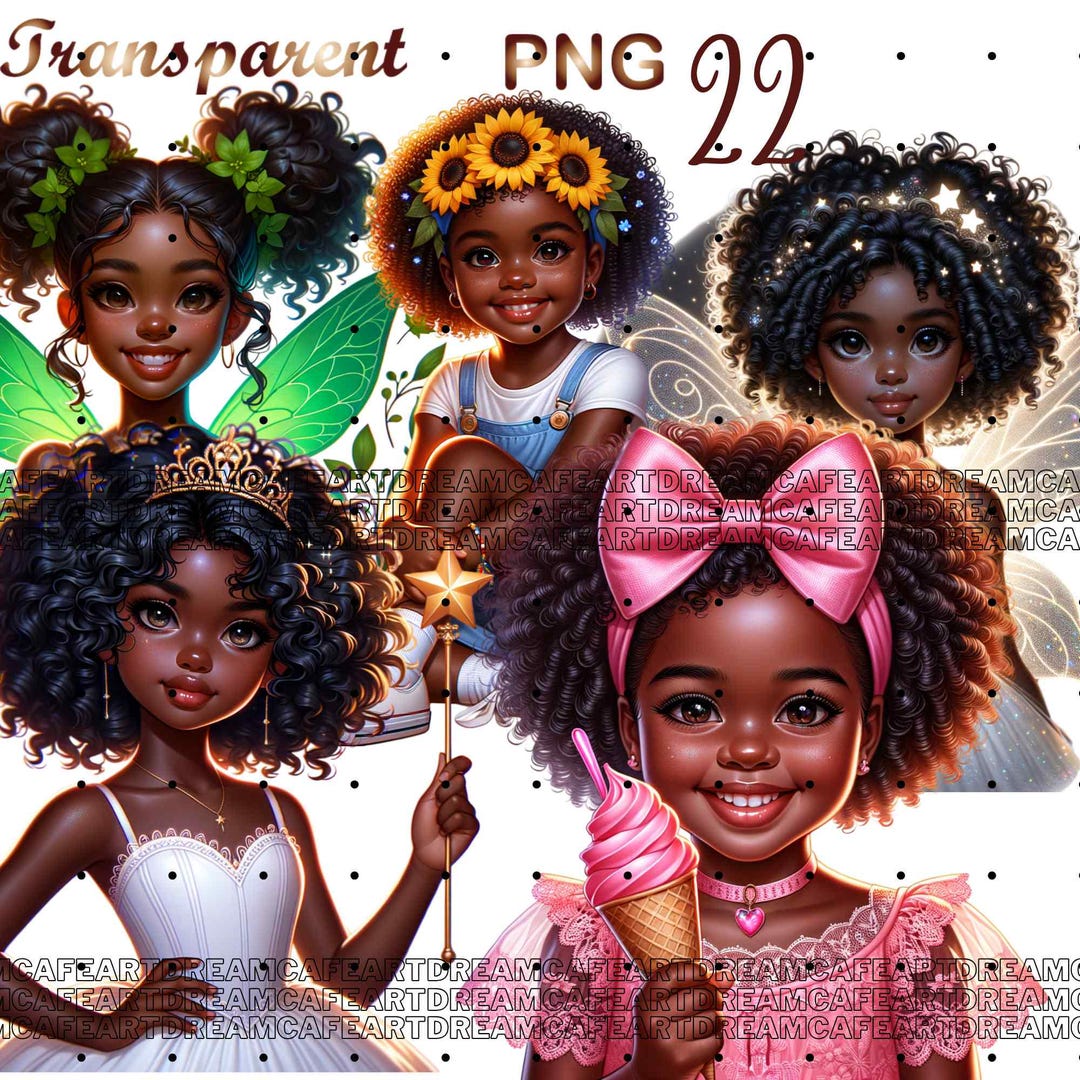 22 PNG, Black Girl Clipart Bundle,afro Girl Clipart,cute Black Skin ...