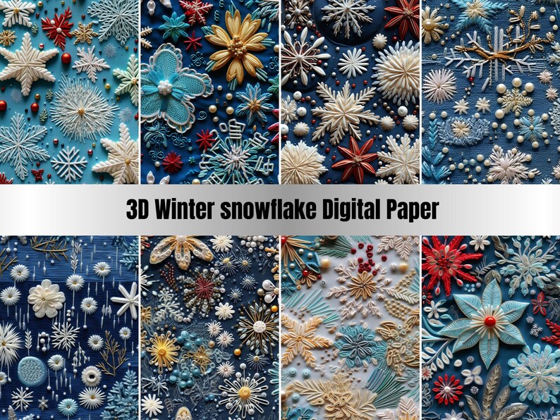 20 3D Winter Snowflake Digital Paper Seamless - Seamless Pattern ...