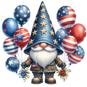 26 PNG, Patriotic Gnome Clipart Bundle. American Pride, 4th of July PNG ...