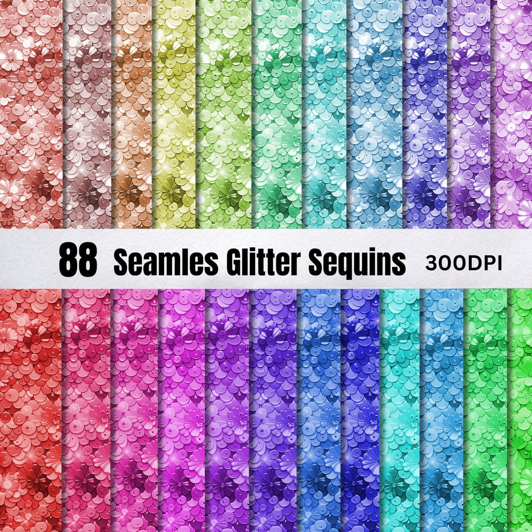 88 Seamless Glitter Digital Paper,rainbow Sequin Pattern,confetti ...
