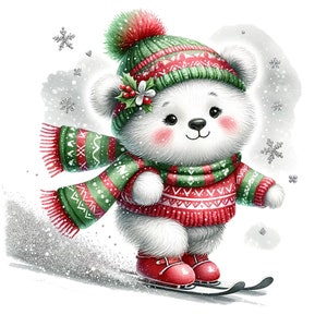 24 PNG, Christmas Polar Bear Clipart Bundle, Polar Bear Clip Art, Cute ...