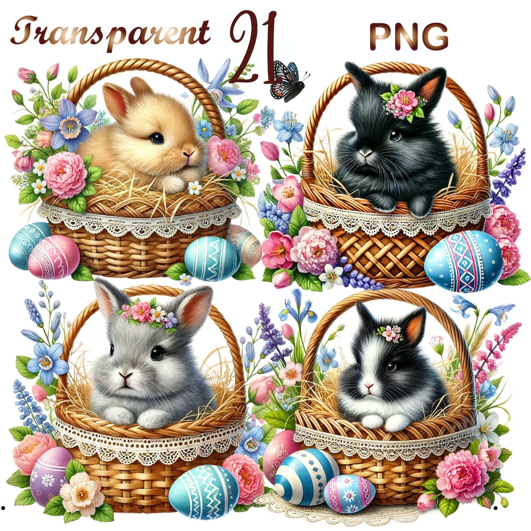 21 PNG Easter Bunny Clipart Bundle, Easter Png Graphics Designs,bunny ...