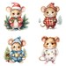 12 Christmas Mouse Clipart - High Quality Jpgs -digital Download -card ...
