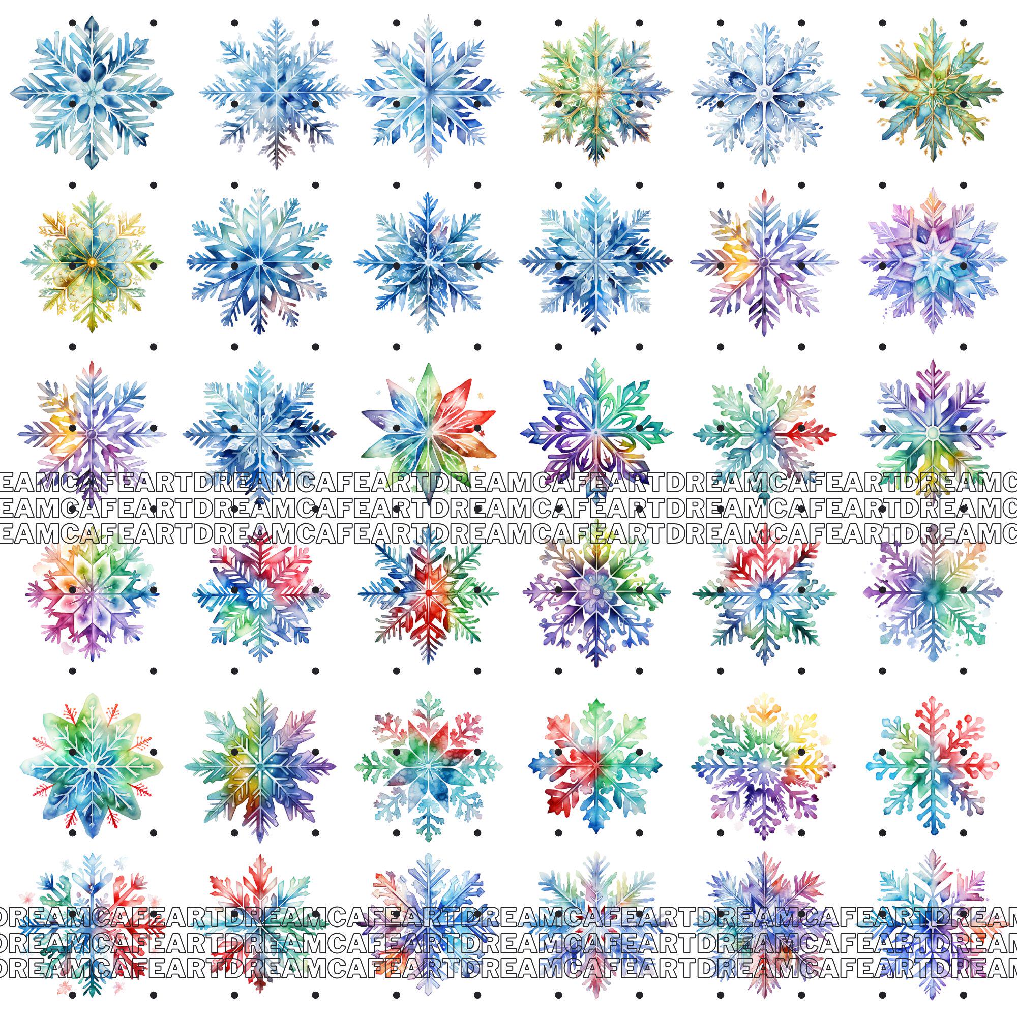 250 PNG Winter Snowflake Png, Watercolor Snowflake Clipart, With ...