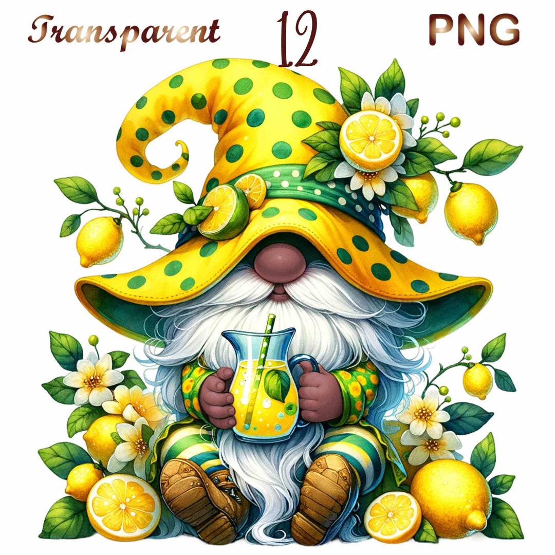 12 Summer Gnome Bundle Clipart PNG, Cute Gnome Png, Black Gnome Png ...