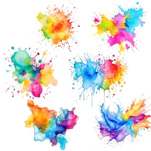 250 Watercolor Color Splash Clipart PNG, Paint Splatter Clipart ...