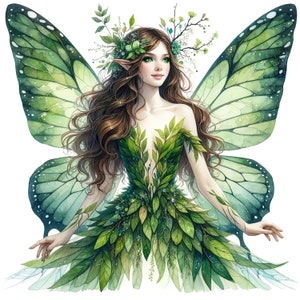 25jpcs, Forest Fairy Clipart,green Fairies Clipart,printable Watercolor ...