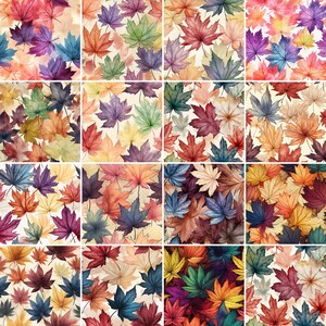 24 Seamless Autumn Flowers Digital Paper,leaves Seamless,autumn Floral ...