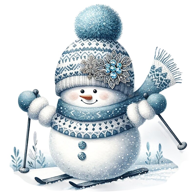 31 PNG, Watercolor Blue Snowman Collection Clipart, Festive Snowman ...